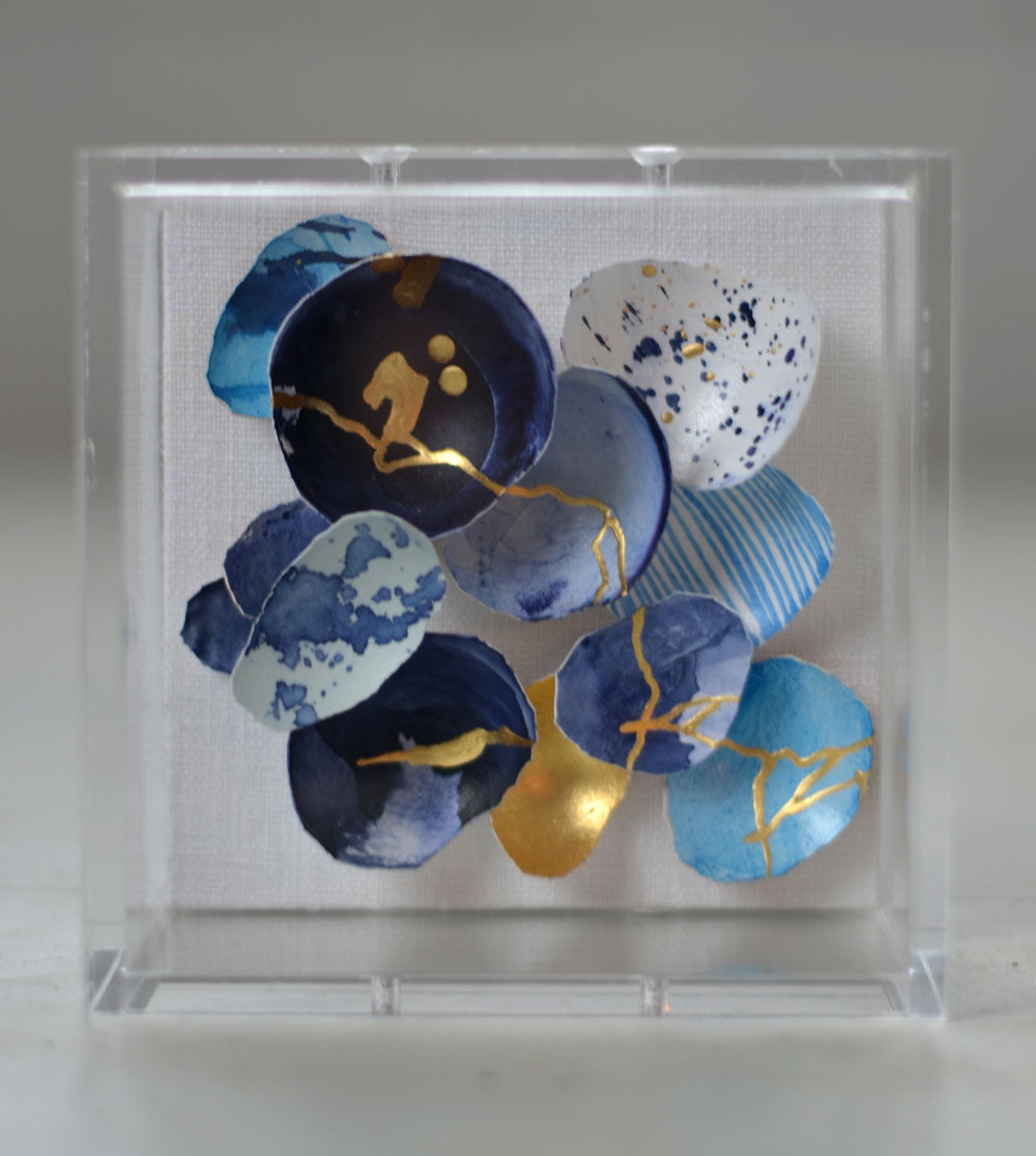 Kintsugi Eggshell Blues Mini #270 – Elisa Sheehan Fine Art